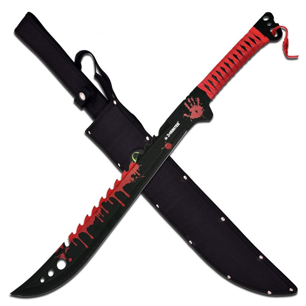 Zombie Hunter Messer Full Tang Machete Buschmesser Bloodsplash Scheide ...
